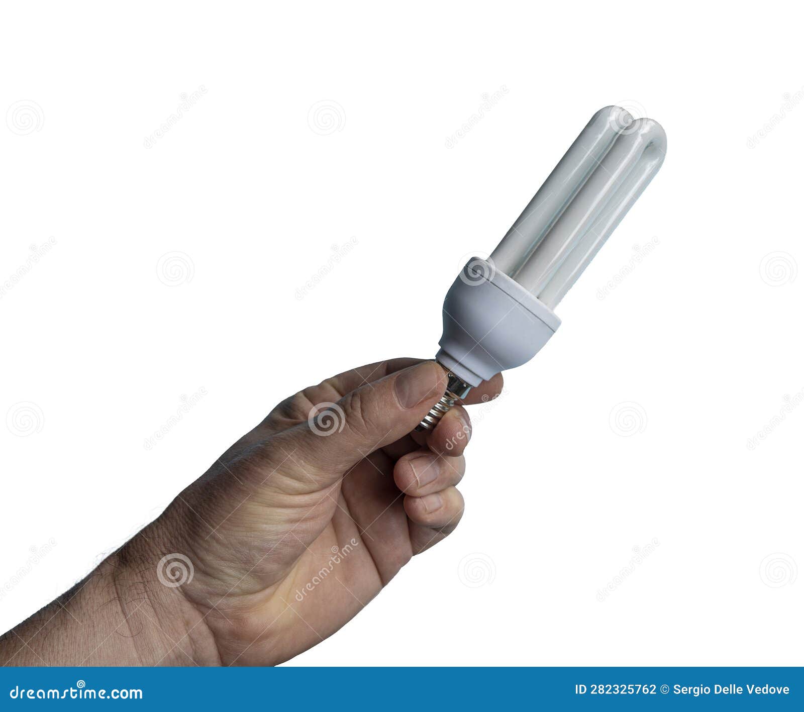 A light bulb in his hand stock photo. Image of technology - 282325762
