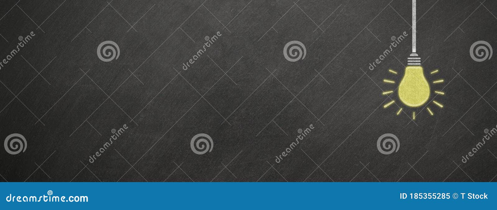 Light Bulb on Horizontal Blackboard or Chalkboard Background with Copy ...