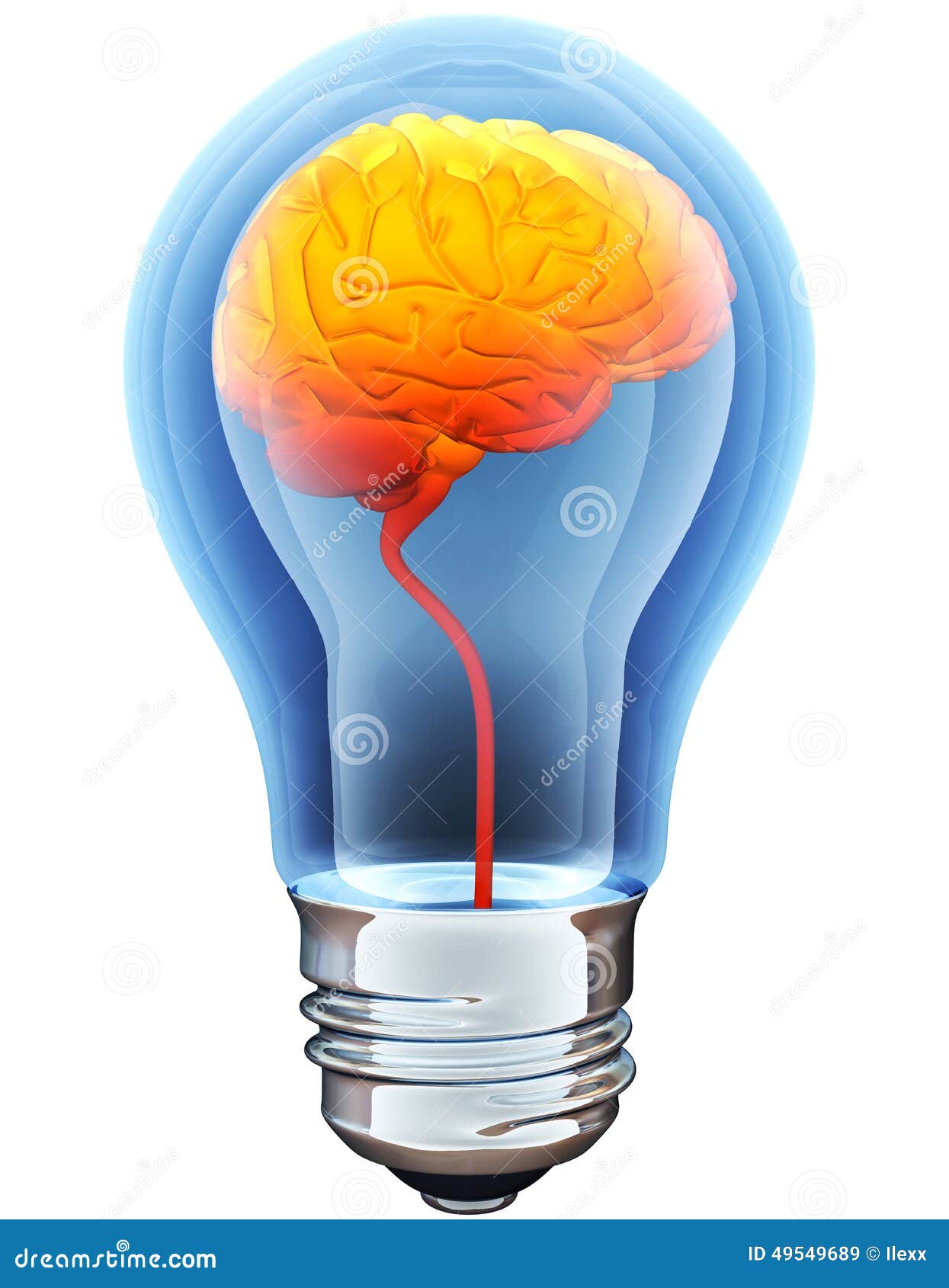 Light bulb with hot brain stock illustration. Illustration of ...