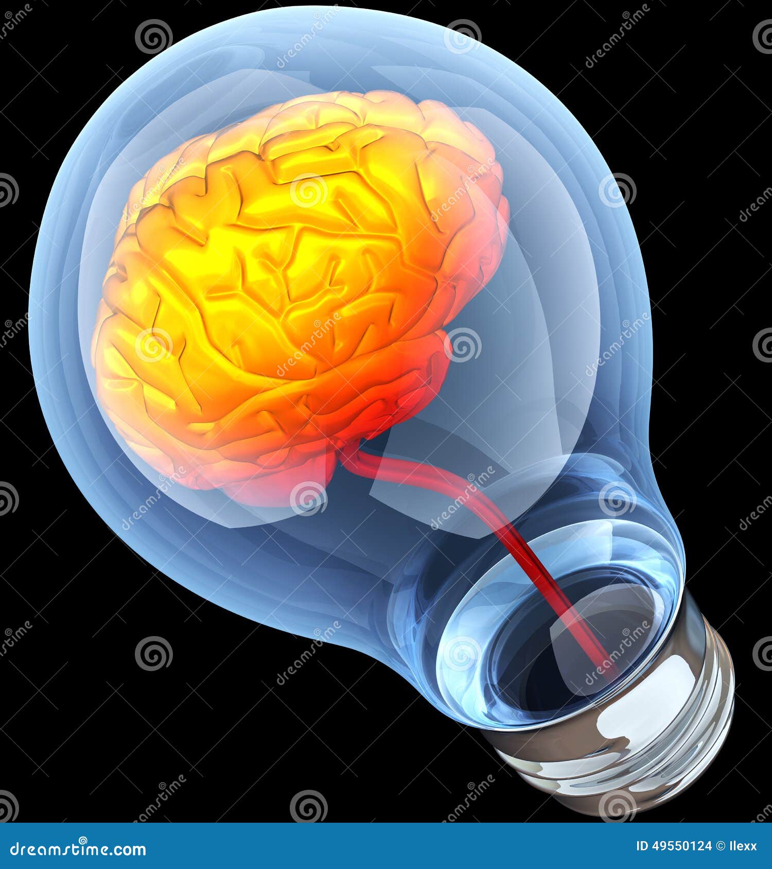 Light Bulb with Hot Brain Inside Stock Illustration - Illustration of ...