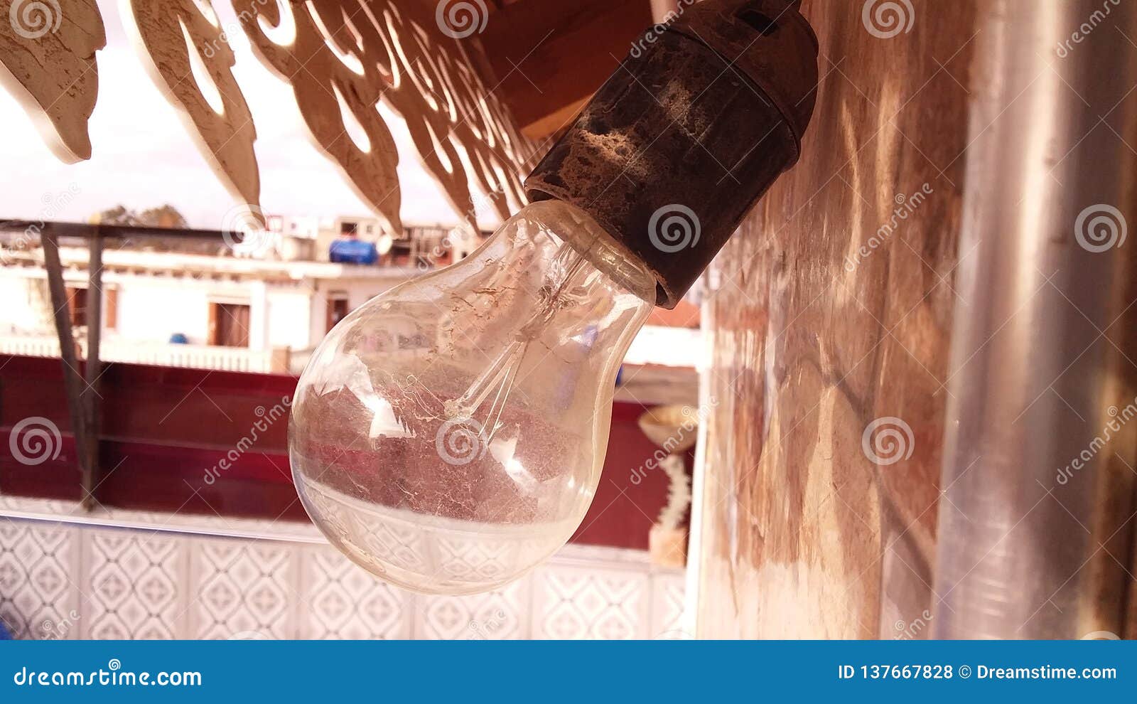 Light bulb house with dust stock photo. Image of simple - 137667828