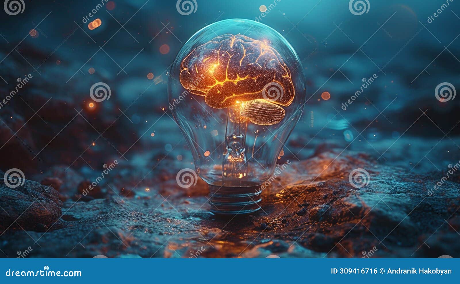 Light bulb and human brain stock photo. Image of business - 309416716