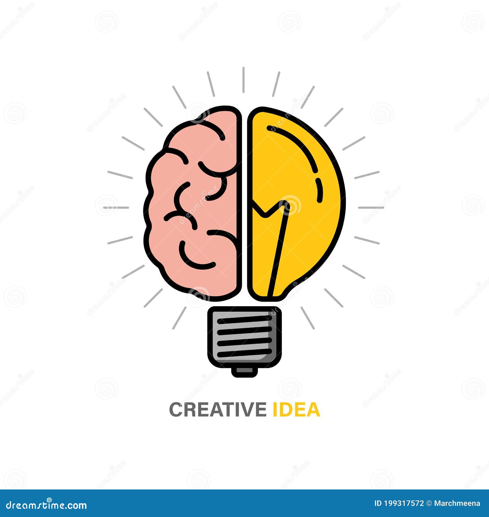 Light Bulb with Human Brain Icon Sign Meaning Education Learning Stock ...