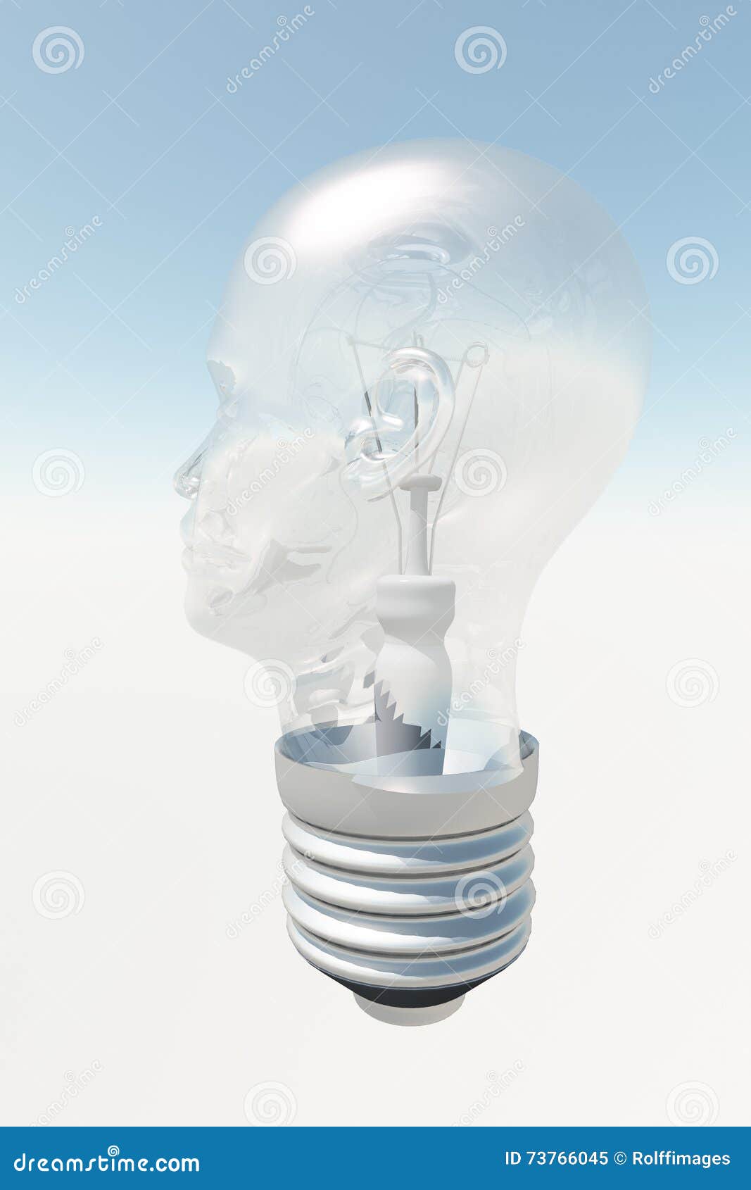 Light bulb human head stock illustration. Illustration of answers ...