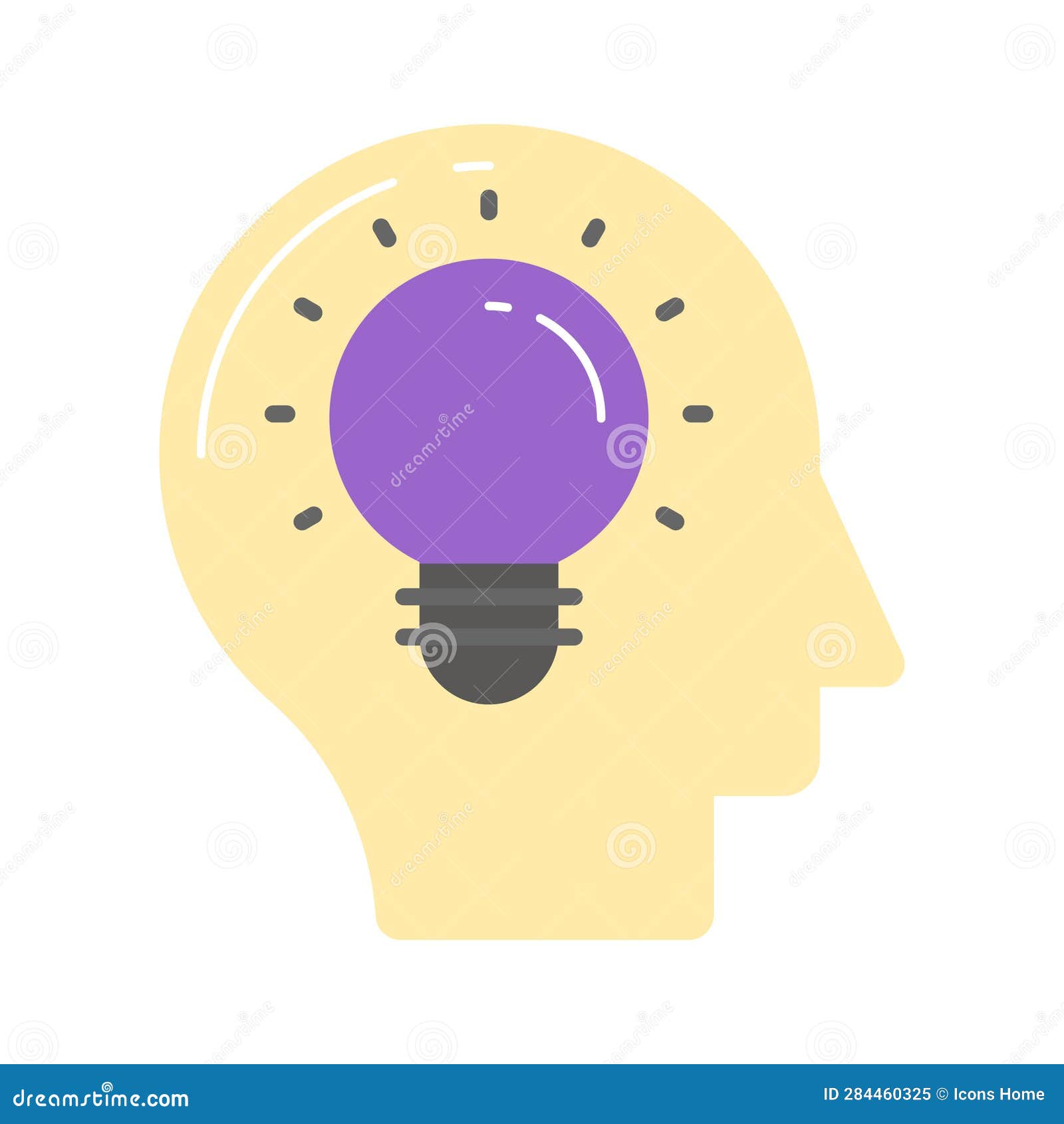 Light Bulb with Human Head Showing Creative Thinking Concept Icon Stock ...