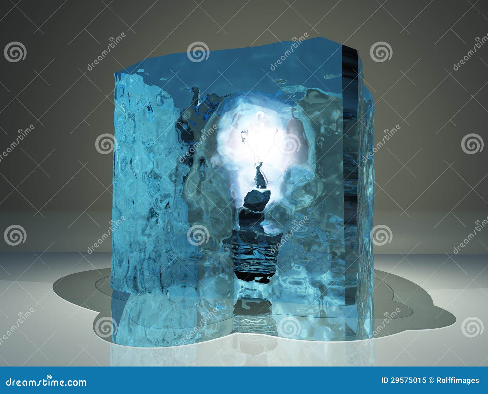 Light bulb in ice stock illustration. Illustration of freeze - 29575015