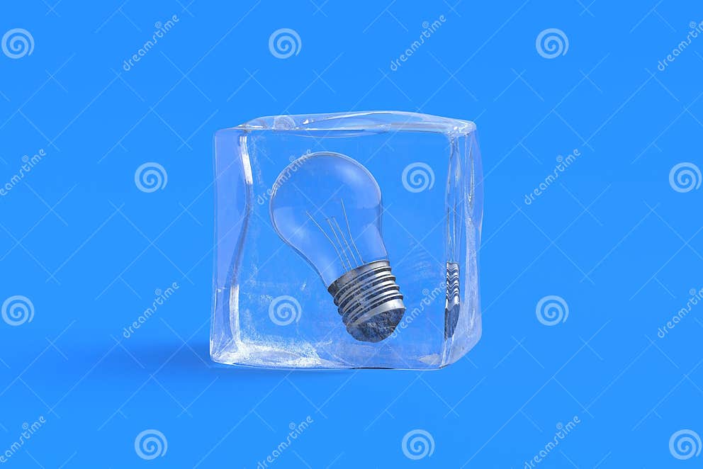 Light bulb in ice cube stock illustration. Illustration of discovery ...