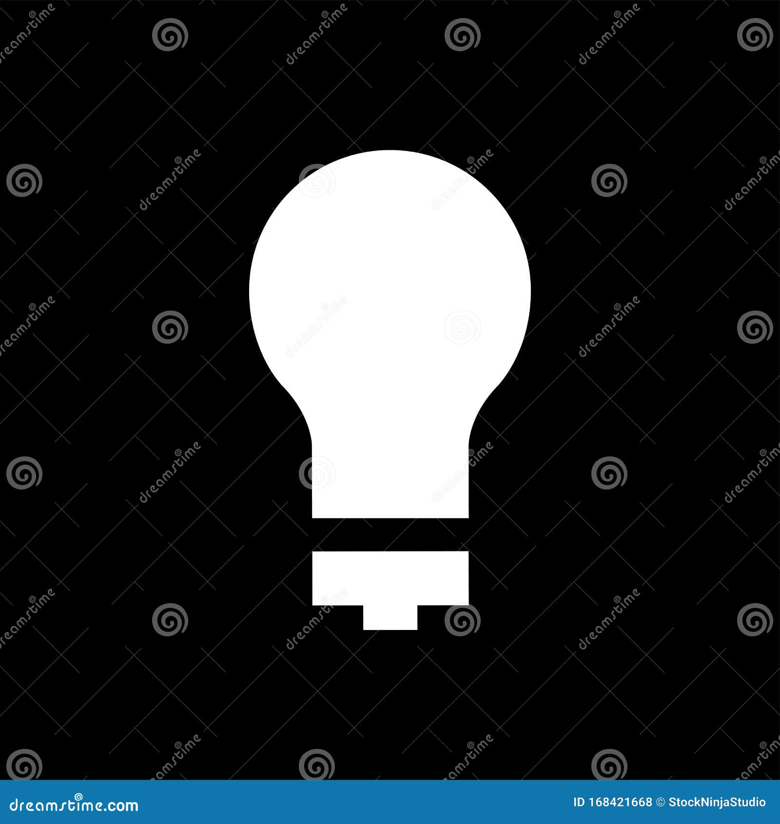 Light Bulb Icon on Black Background. Black Flat Style Vector ...