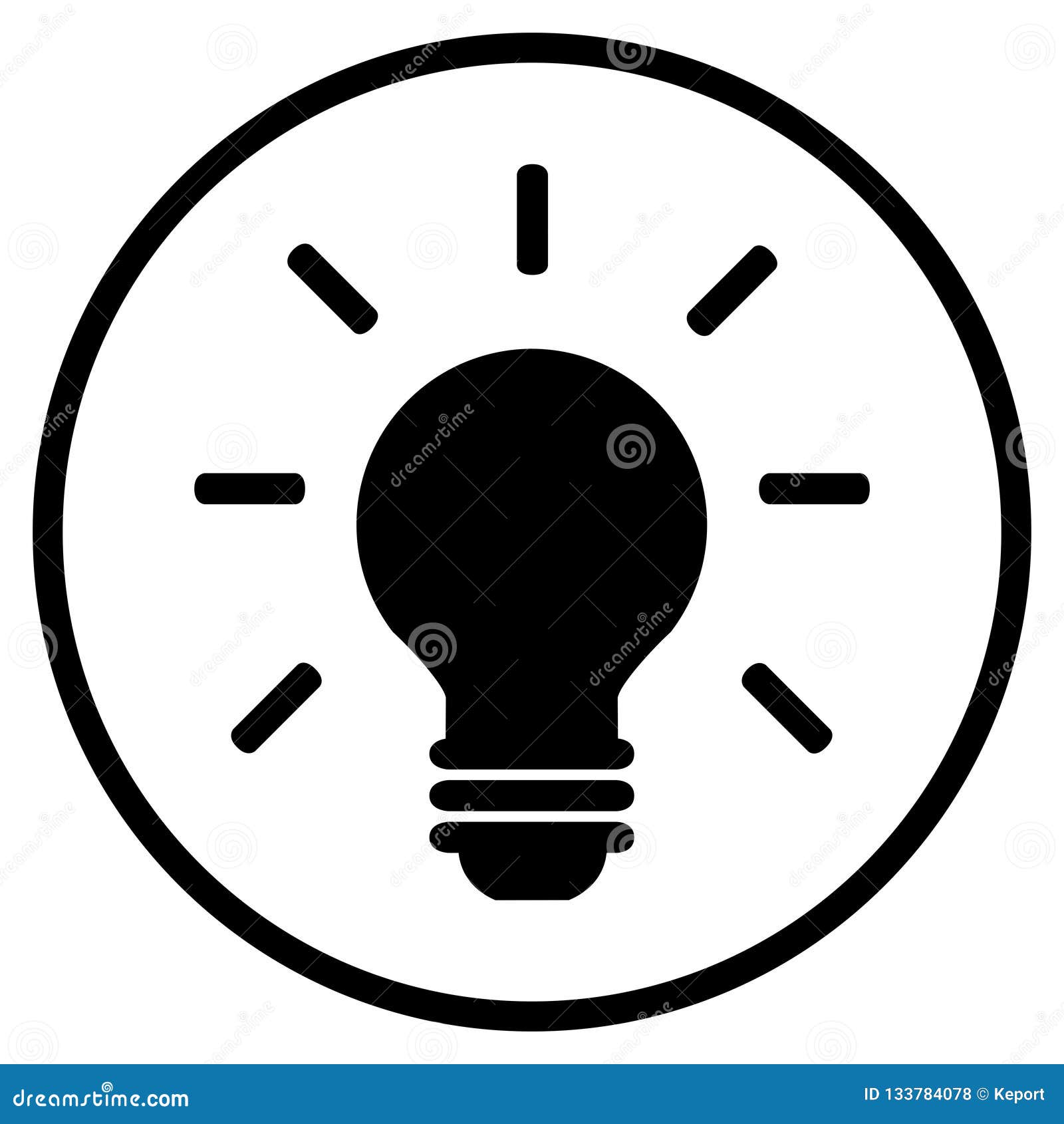 Light Bulb Icon in Black Circle Stock Illustration - Illustration of ...