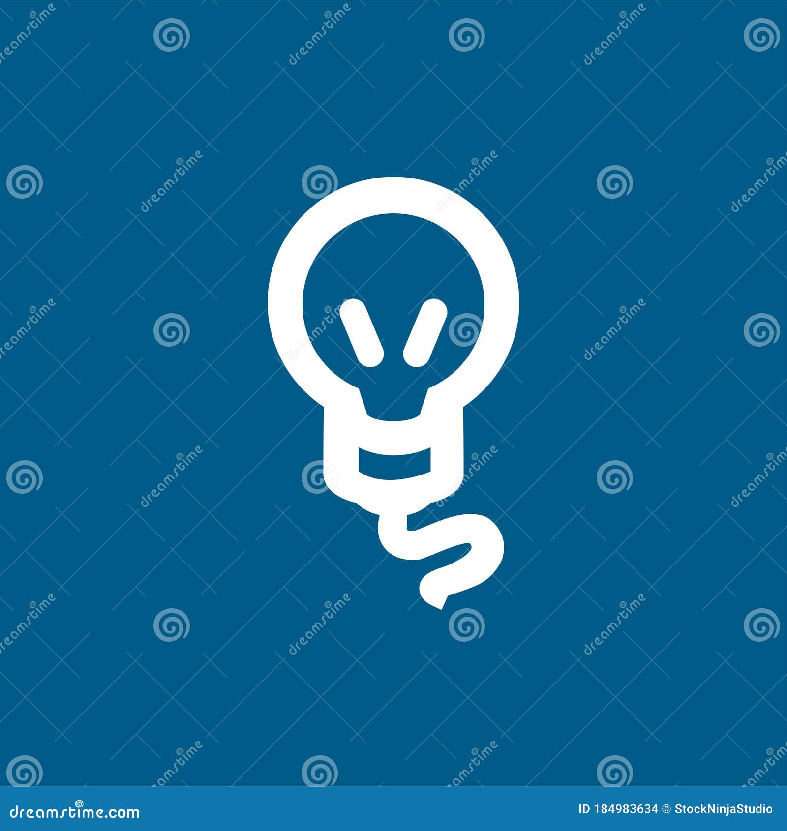 Light Bulb Icon on Blue Background. Blue Flat Style Vector Illustration ...