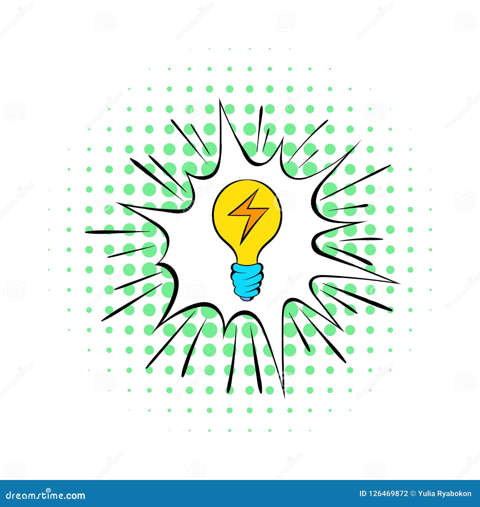 Light Bulb Icon in Comics Style Stock Illustration - Illustration of ...