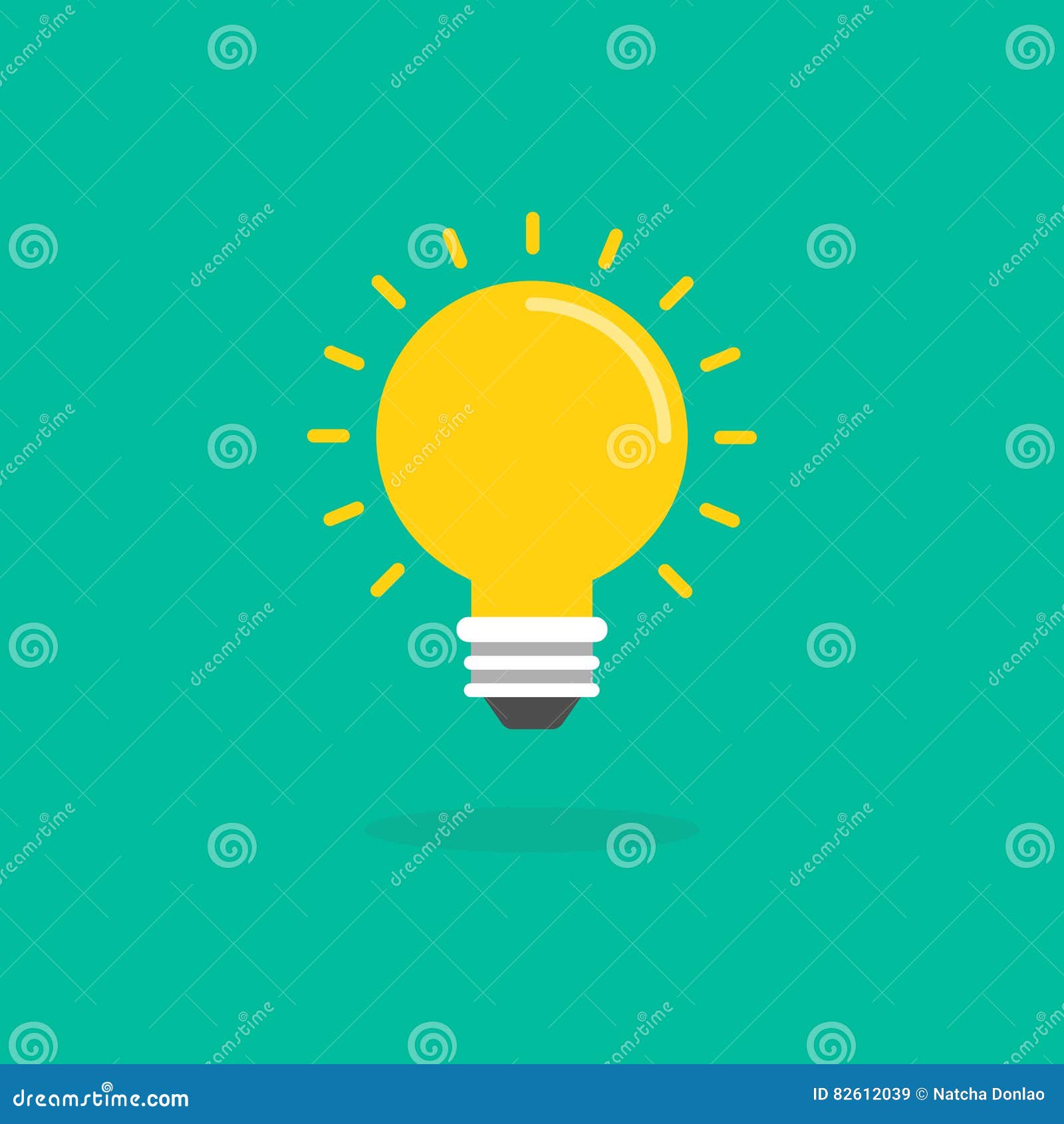 Light Bulb Icon Flat Design Stock Illustration - Illustration of ...