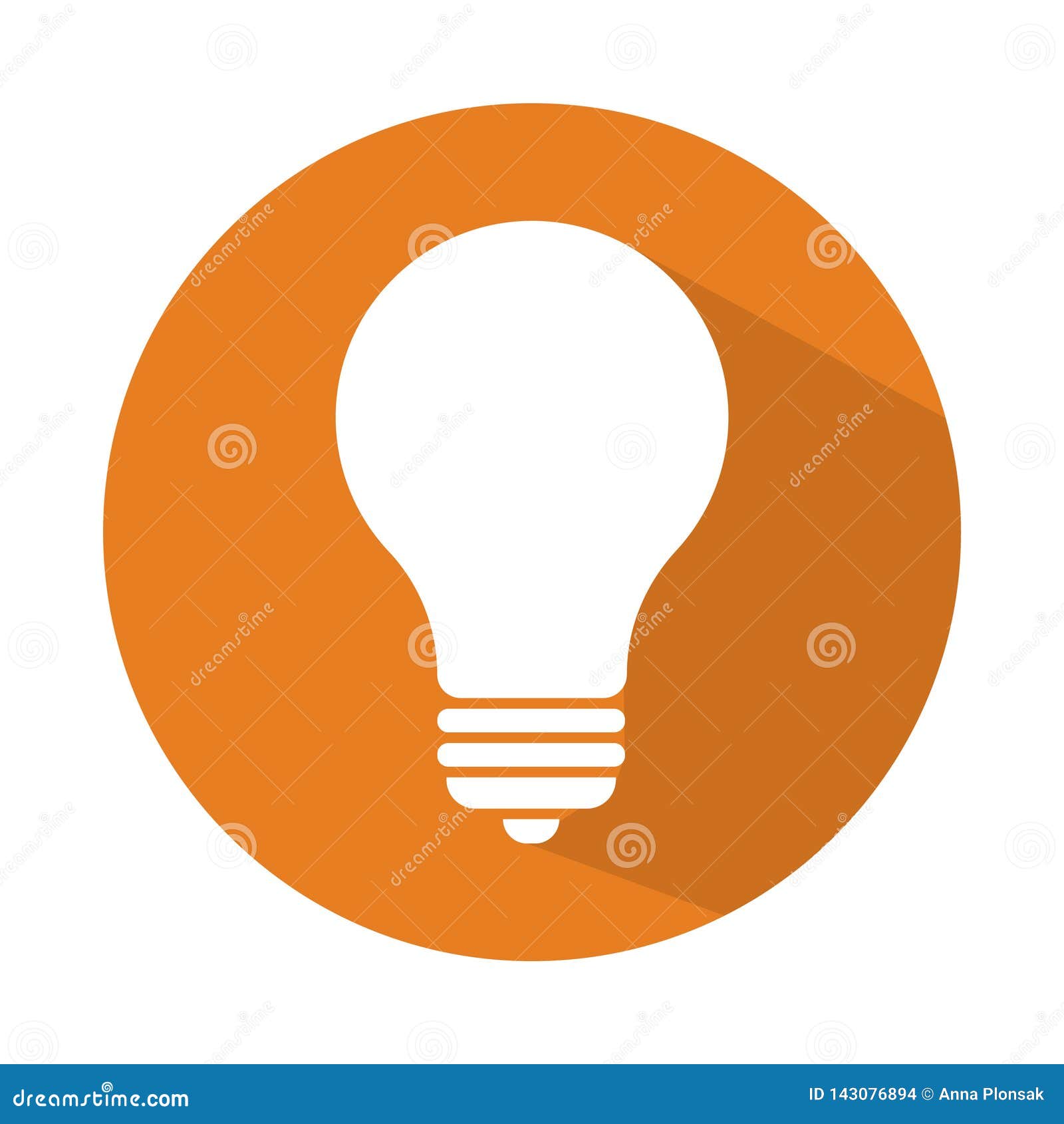 Light Bulb Icon. Flat Design. White Light Bulbs on Orange Background ...