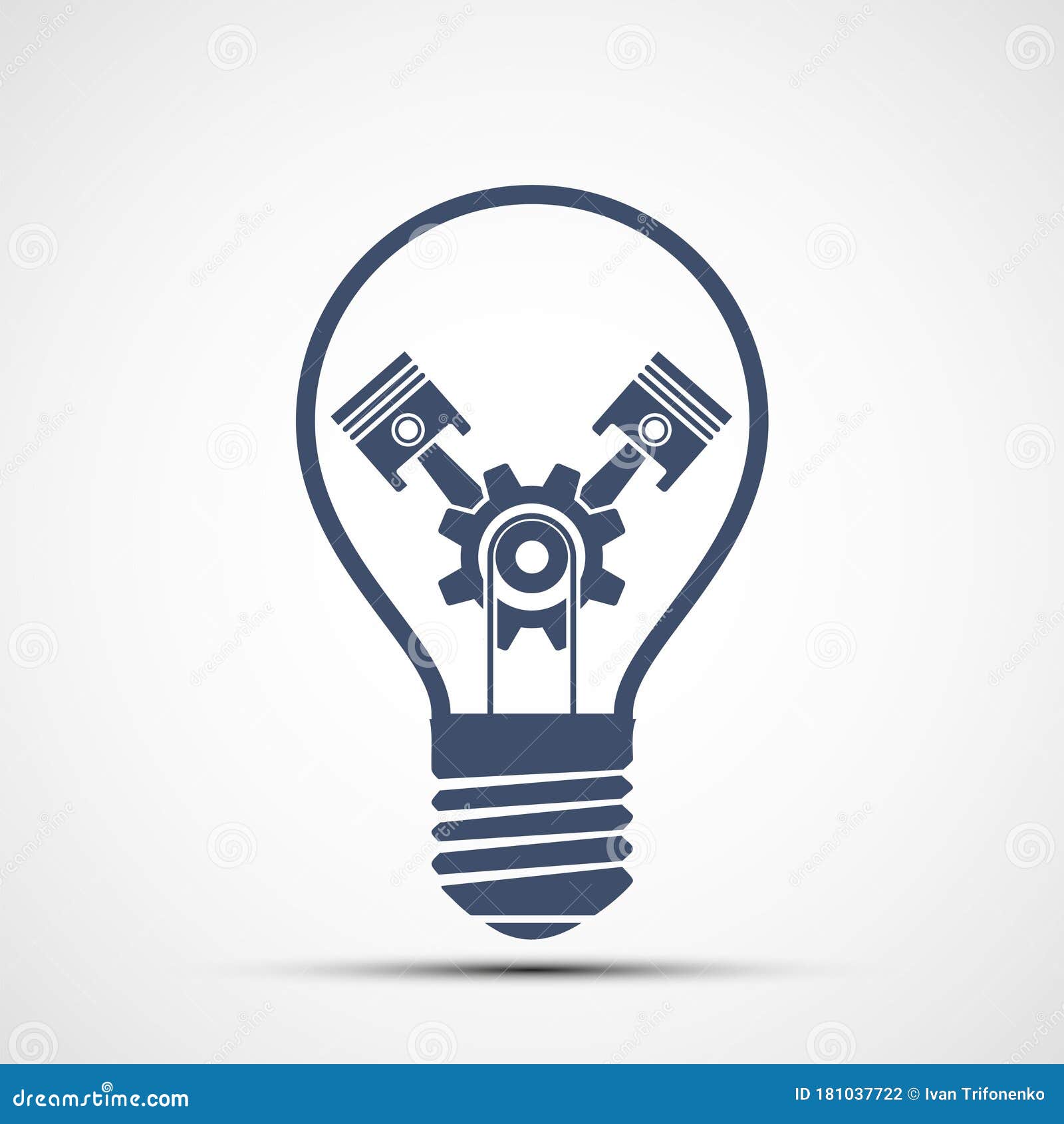 Light Bulb Icon with Gear and Engine Pistons Stock Vector ...