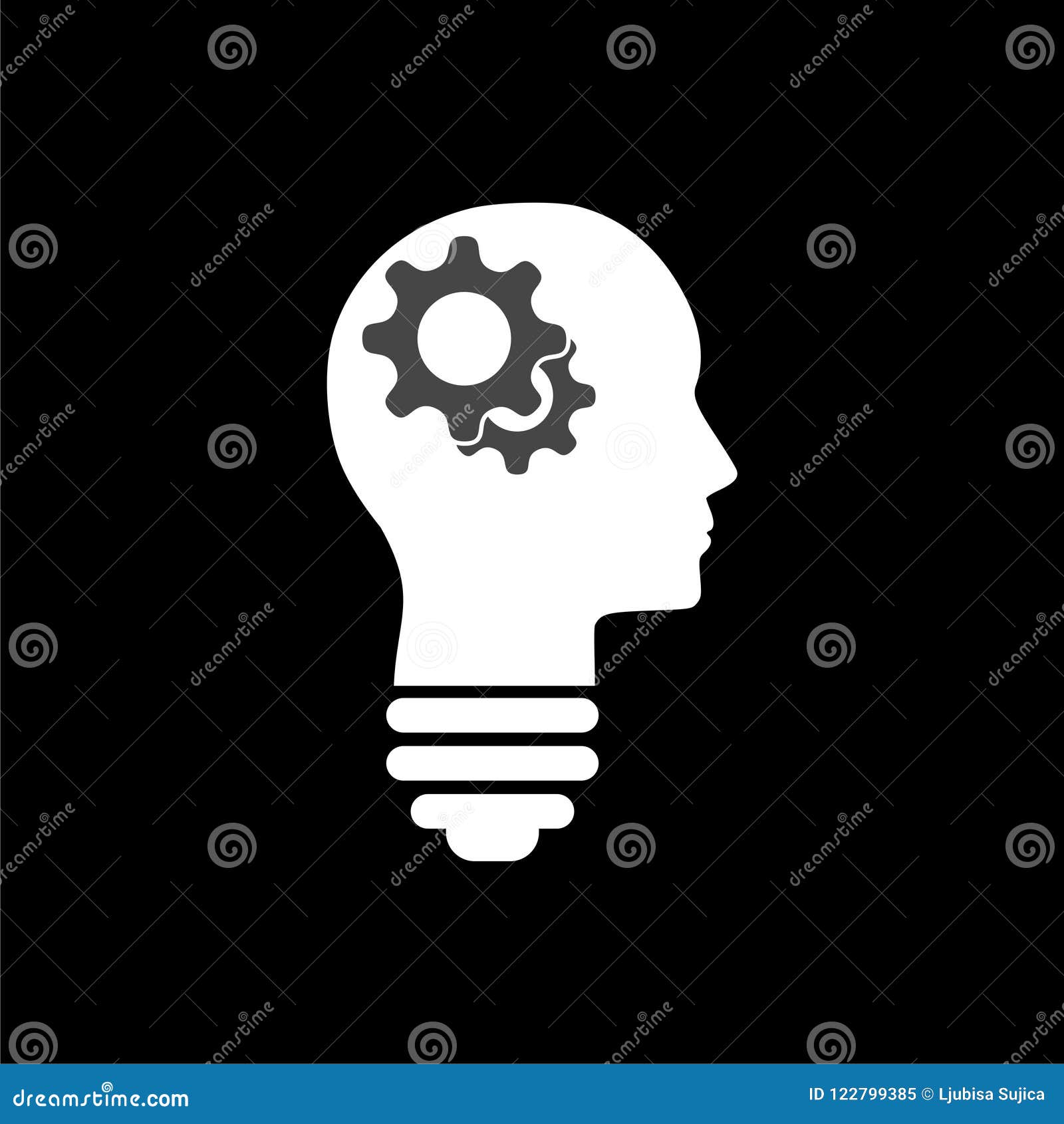 Light Bulb Icon, Human Head, Simple Vector Icon or Logo Stock Vector ...