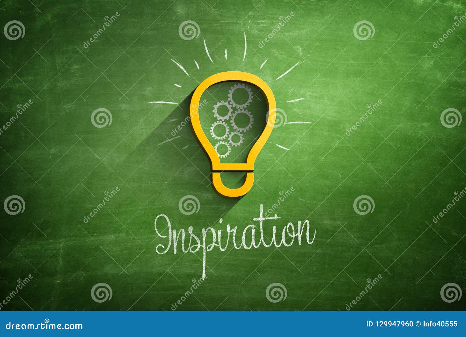 Light Bulb Icon and Inspiration Text on Blackboard Stock Photo - Image ...