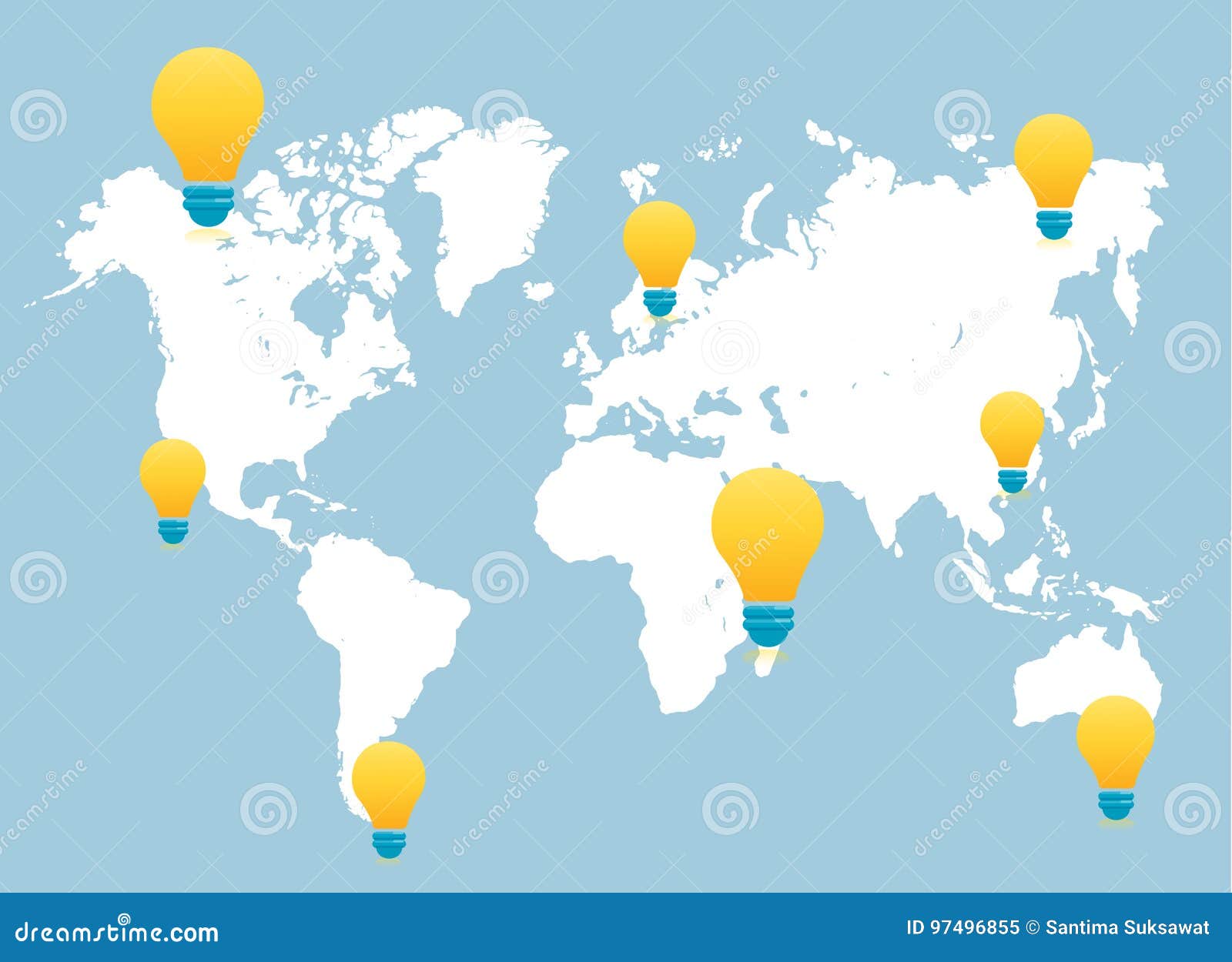 Light Bulb Icon with Map Background Vector Stock Vector - Illustration ...