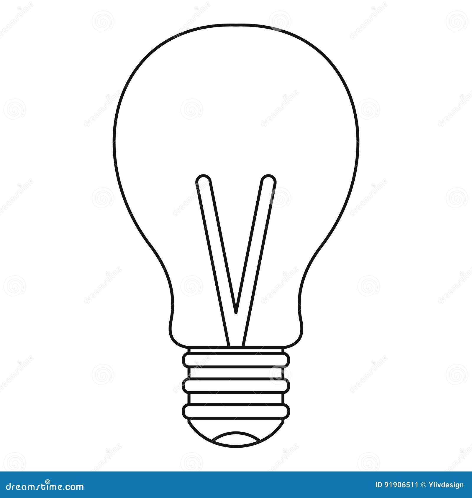 Light bulb icon outline stock vector. Illustration of bulb - 91906511