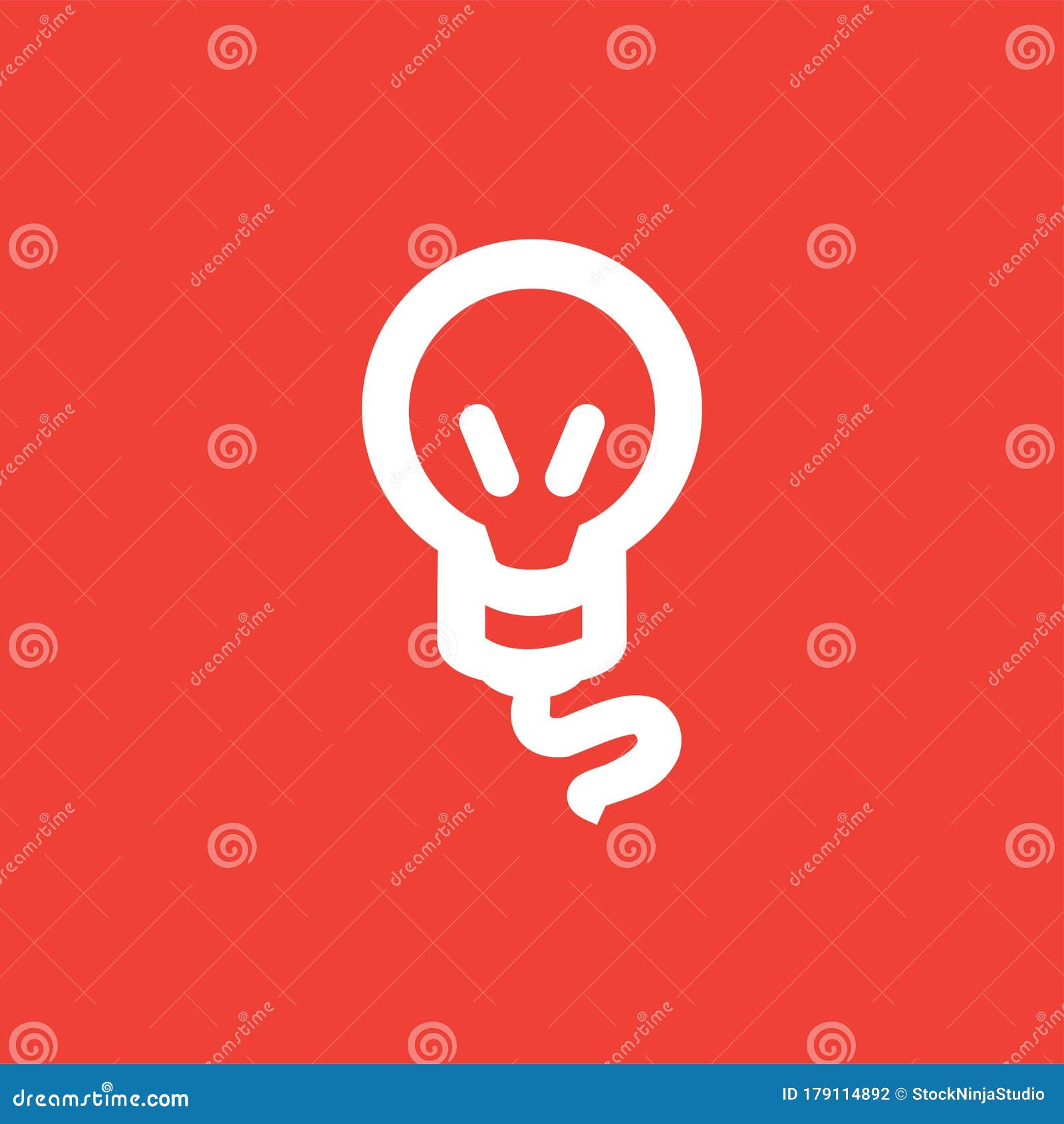 Light Bulb Icon on Red Background. Red Flat Style Vector Illustration ...
