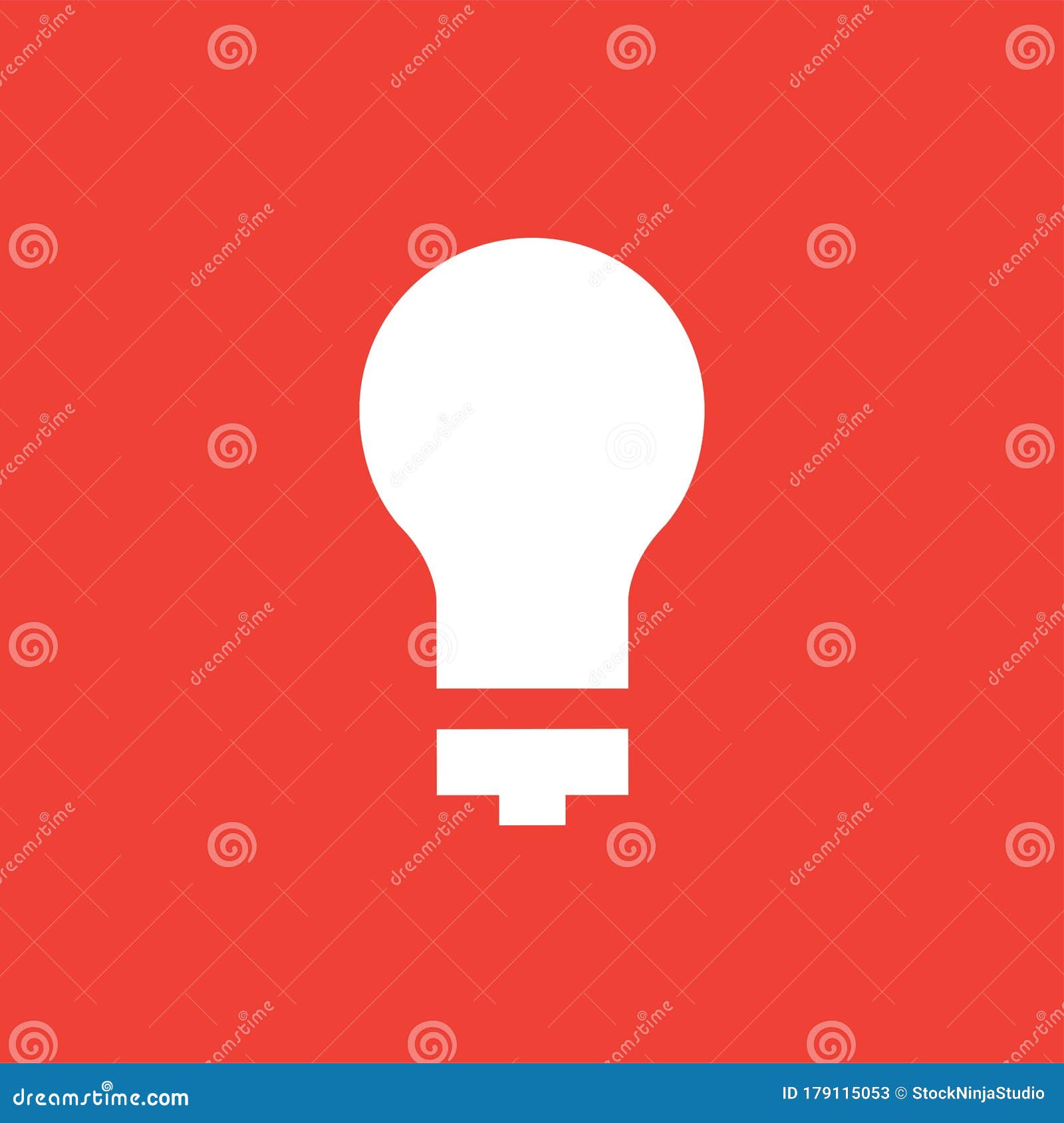 Light Bulb Icon on Red Background. Red Flat Style Vector Illustration ...