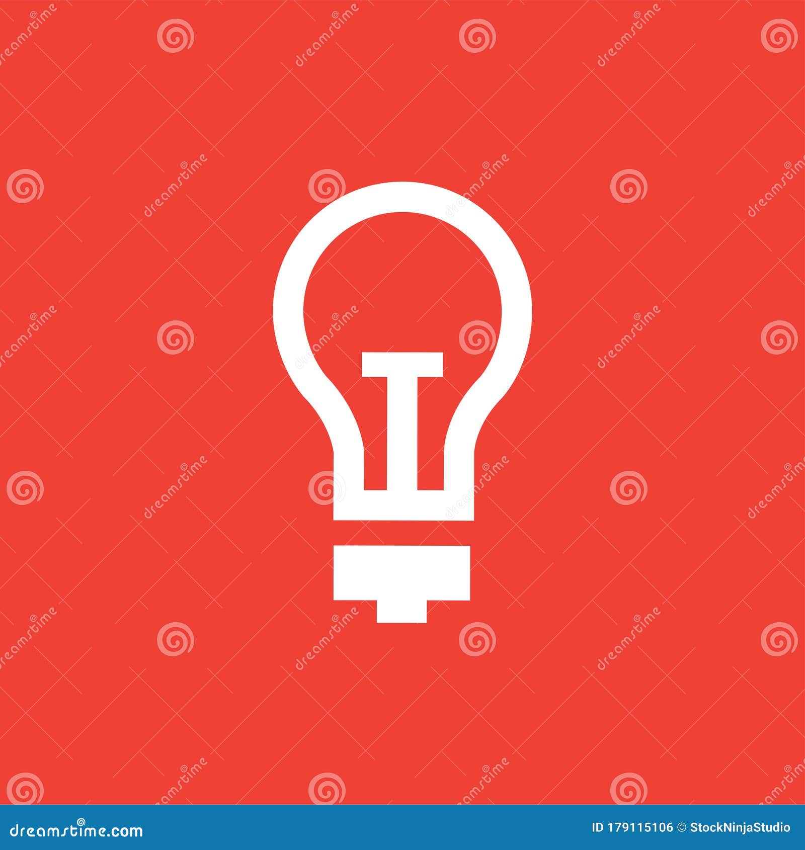 Light Bulb Icon on Red Background. Red Flat Style Vector Illustration ...