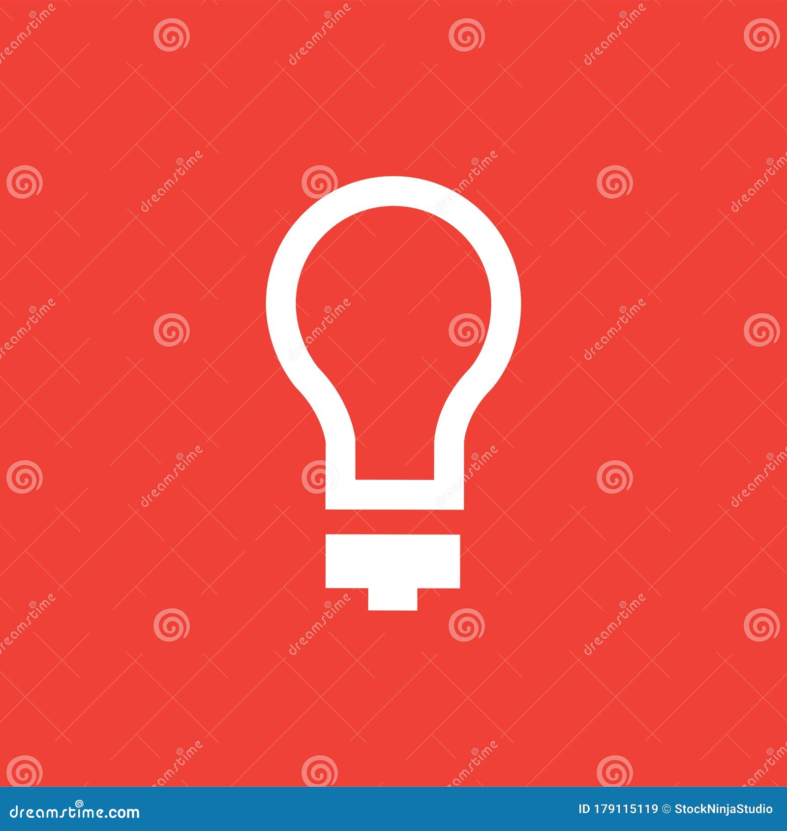 Light Bulb Icon on Red Background. Red Flat Style Vector Illustration ...
