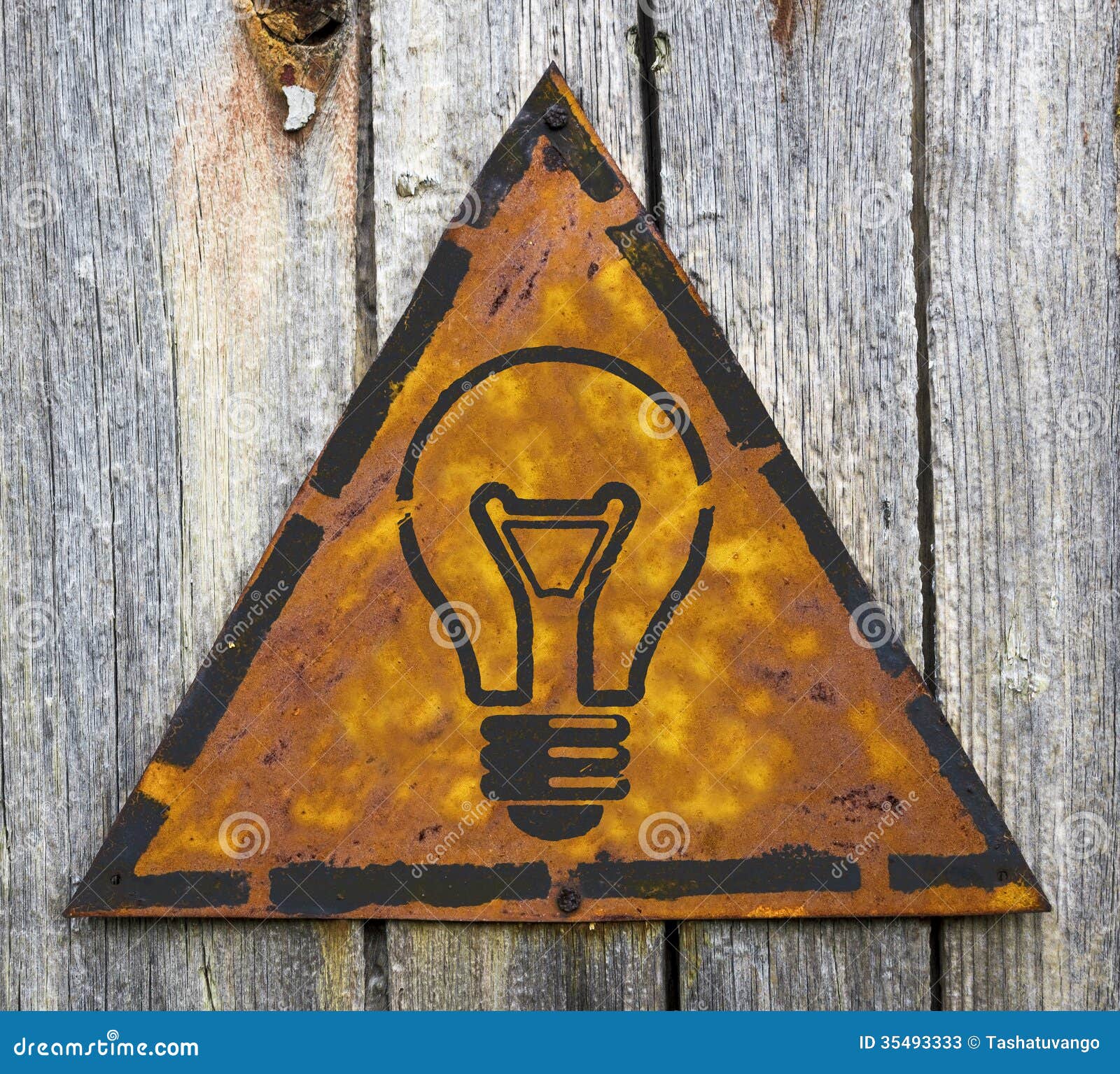 Light Bulb Icon on Rusty Warning Sign. Stock Image - Image of business ...