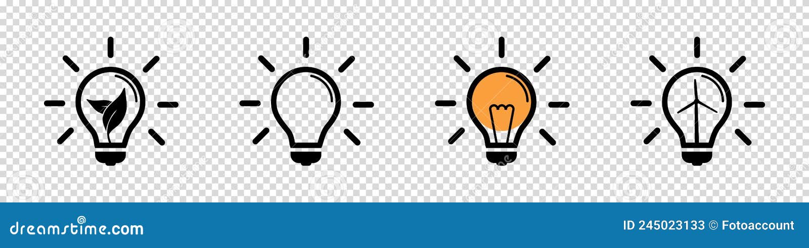 Light Bulb Icon Set - Different Vector Illustrations Isolated on ...