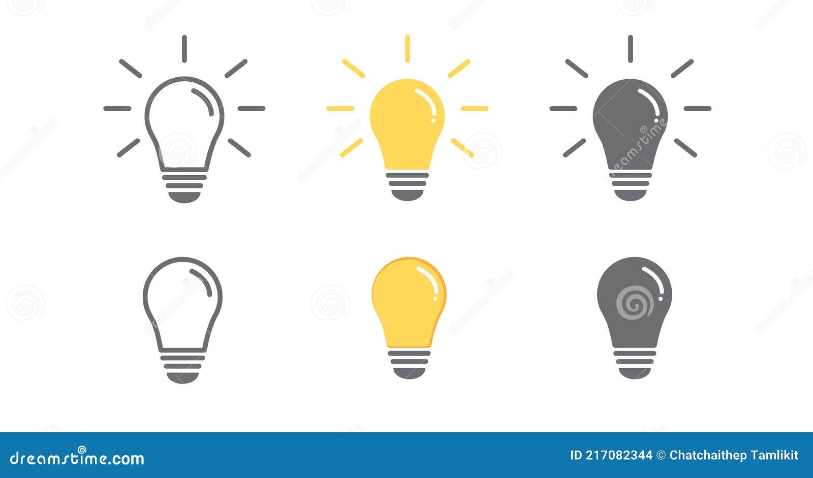Light Bulb Icon Set. Energy and Thinking Symbol. Creative Idea and ...