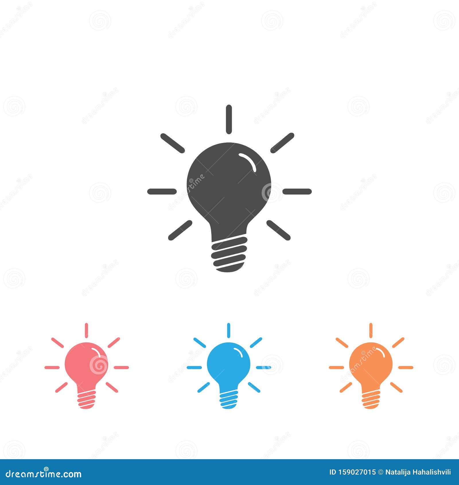 Light Bulb Icon Set. Vector Stock Vector - Illustration of electricity ...