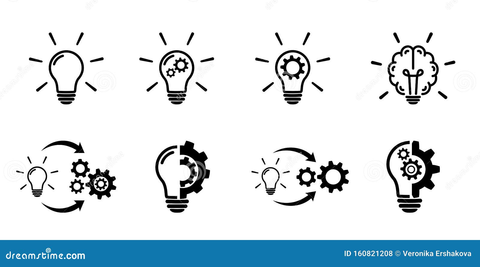 Light Bulb Icon Set on White Background. Stock Vector - Illustration of ...