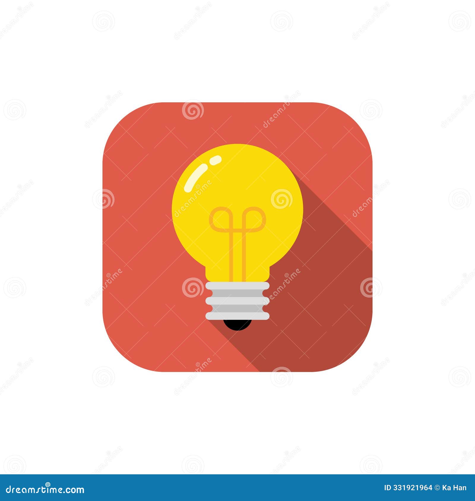 Light Bulb Icon on Square Background. Lamp Sign Symbol Stock ...