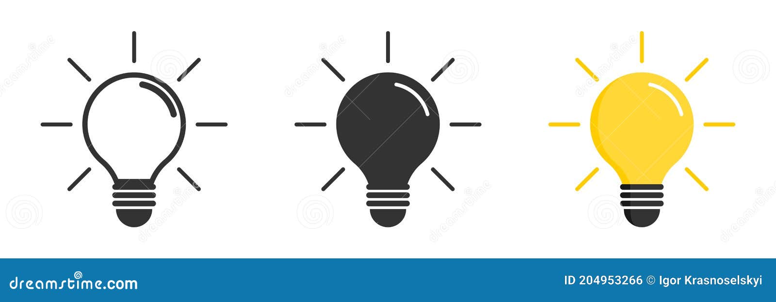 Light Bulb Icon. Light Bulb Vector Icon. Idea Icon. Lamp Concept. Light ...