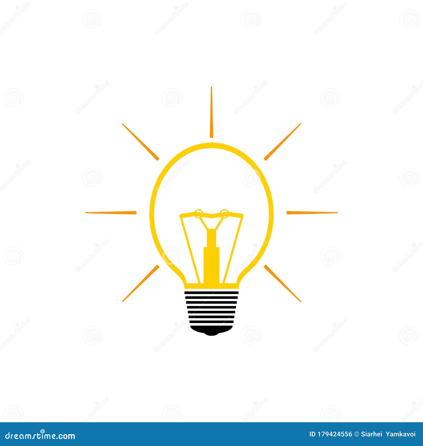 Light Bulb Icon with Yellow Rays on White Background. Day Mode Symbol ...