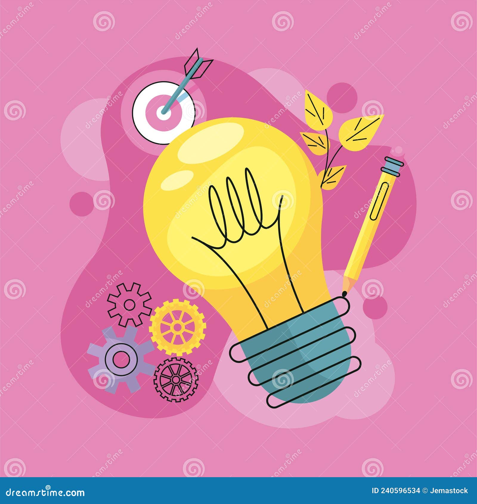 Light bulb with icons stock vector. Illustration of idea - 240596534