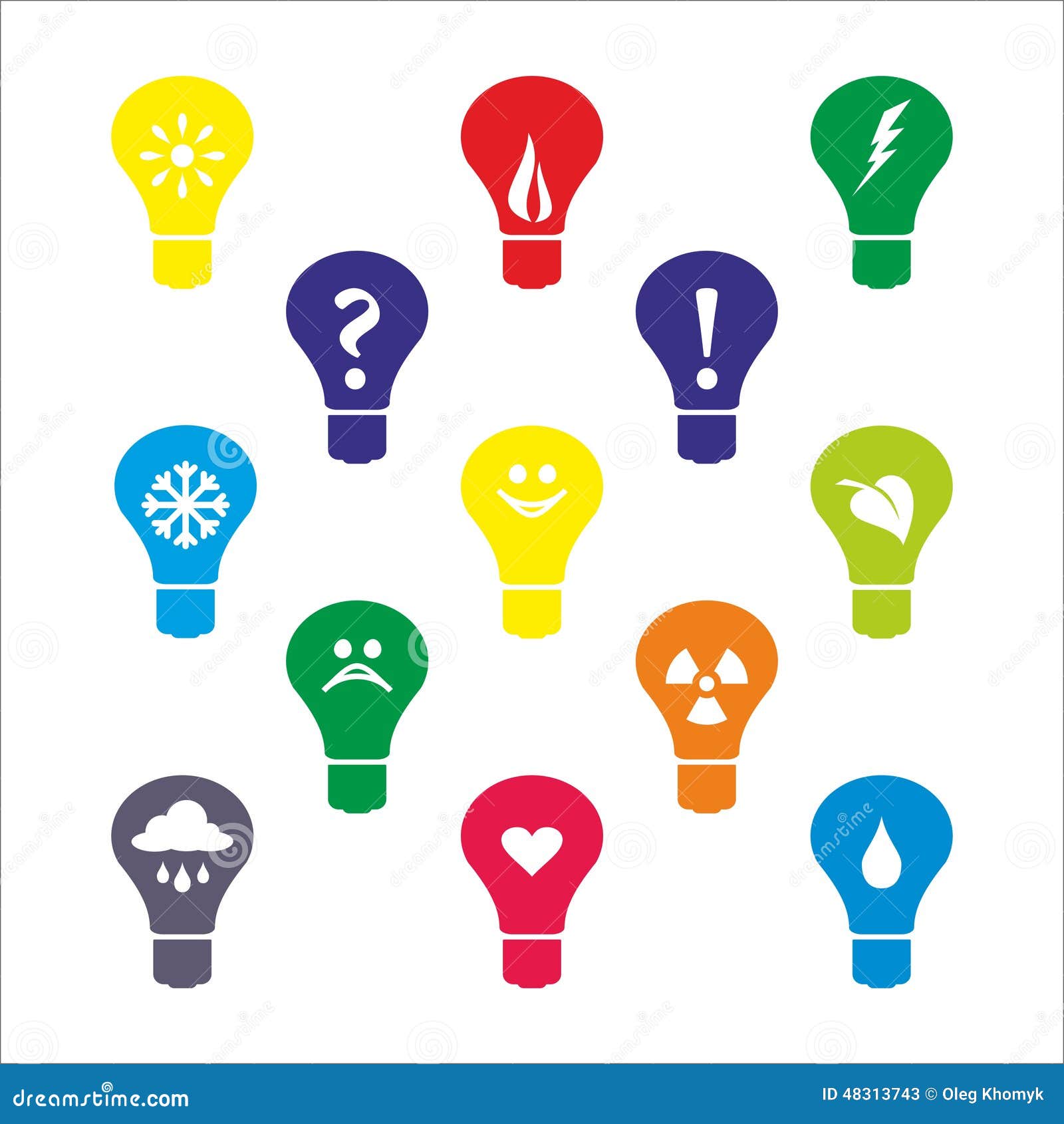 Light bulb icons stock vector. Illustration of heat, industry - 48313743