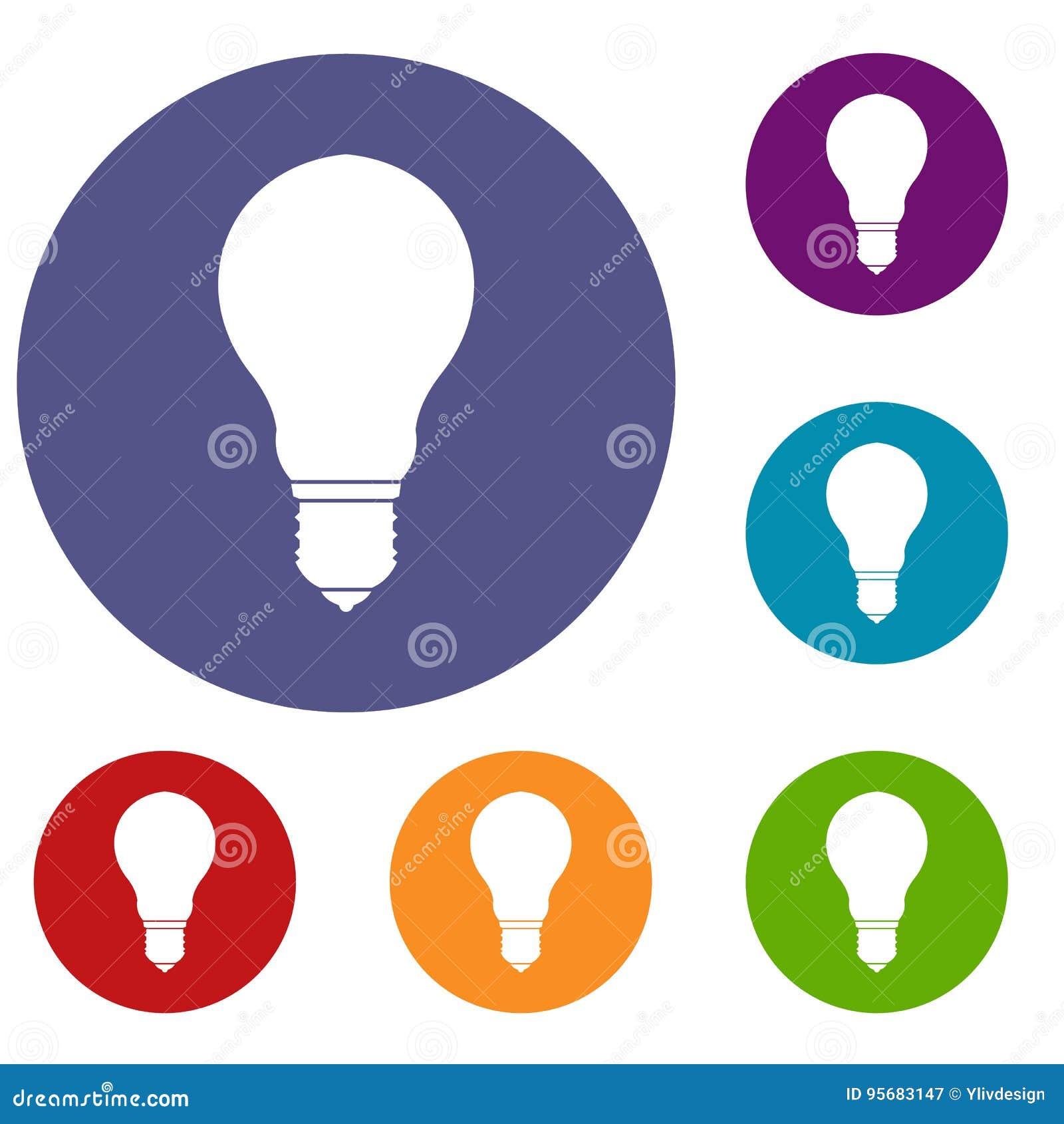 Light bulb icons set stock vector. Illustration of blue - 95683147
