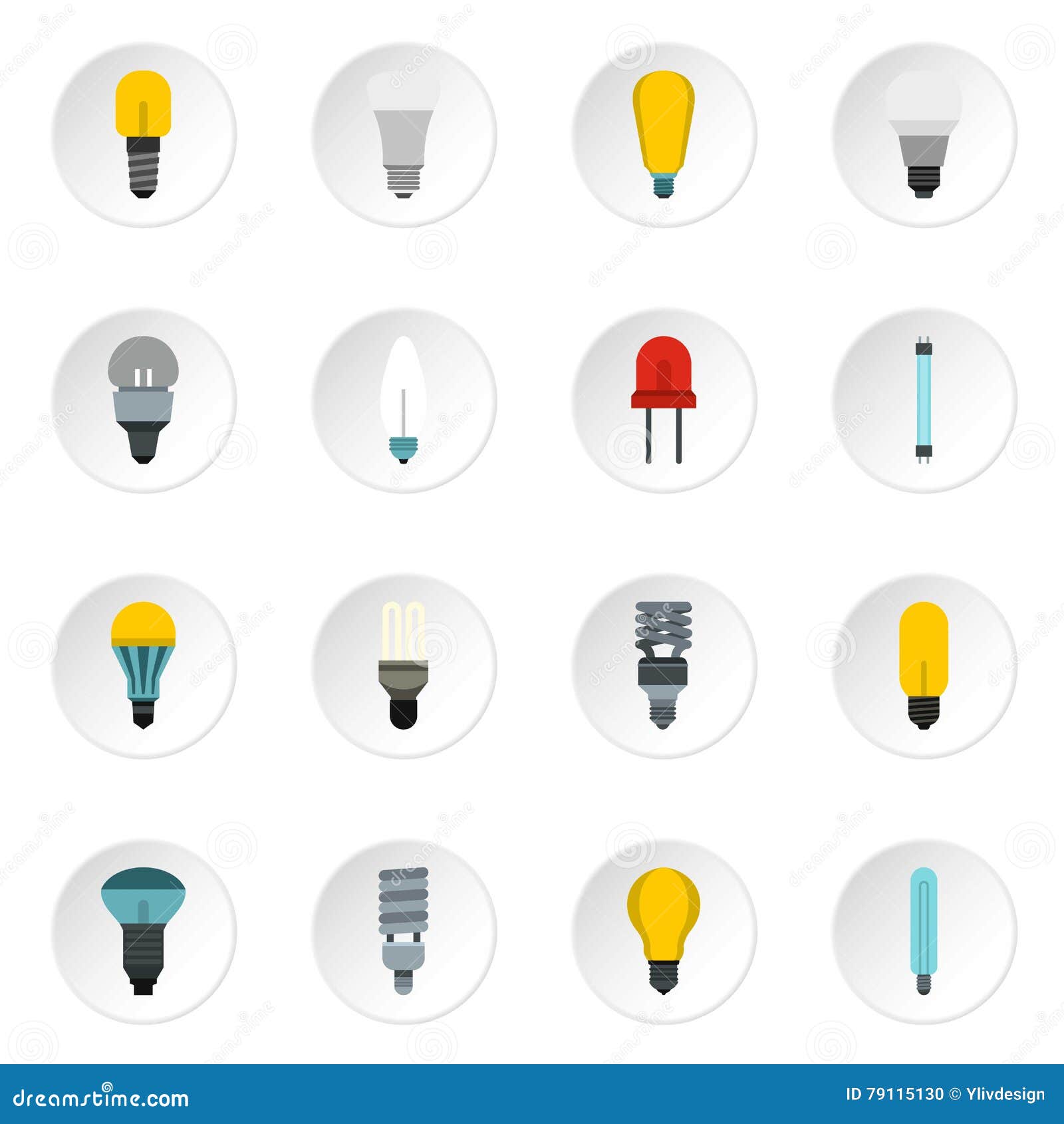 Light Bulb Icons Set, Flat Style Stock Vector - Illustration of ...