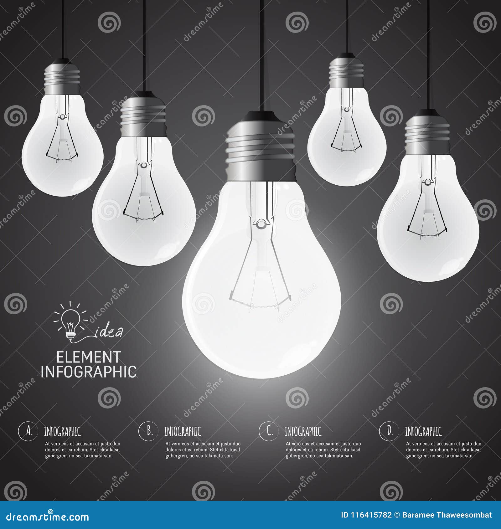 Light Bulb Template for Infographic Vector 4 Options. Can Be Used for ...