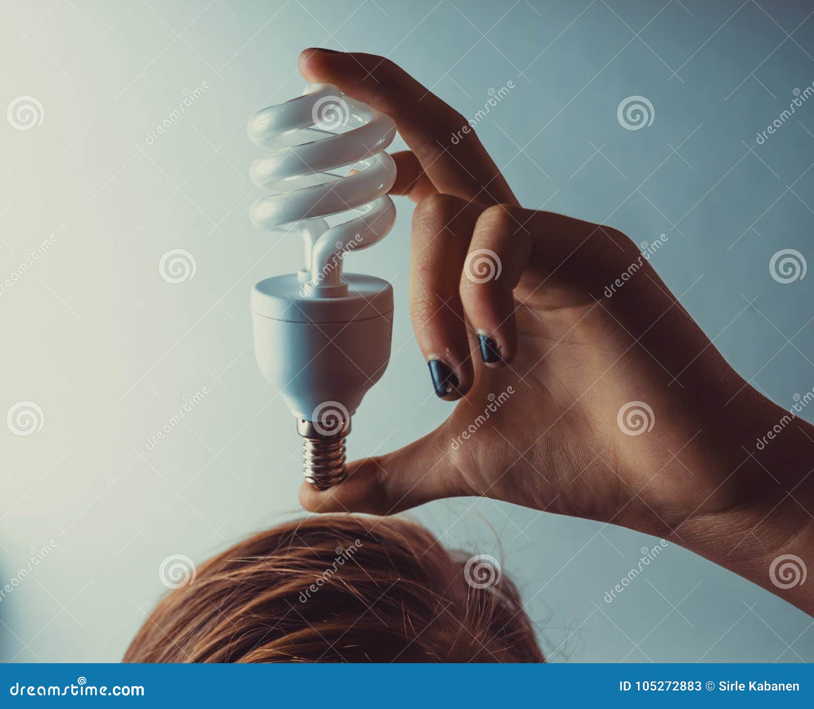 Light Bulb Idea Concept. Girl Holding Light Bulb on Head Stock Image ... Light Bulb Idea Concept. Girl Holding Light Bulb on Head Stock Image ...