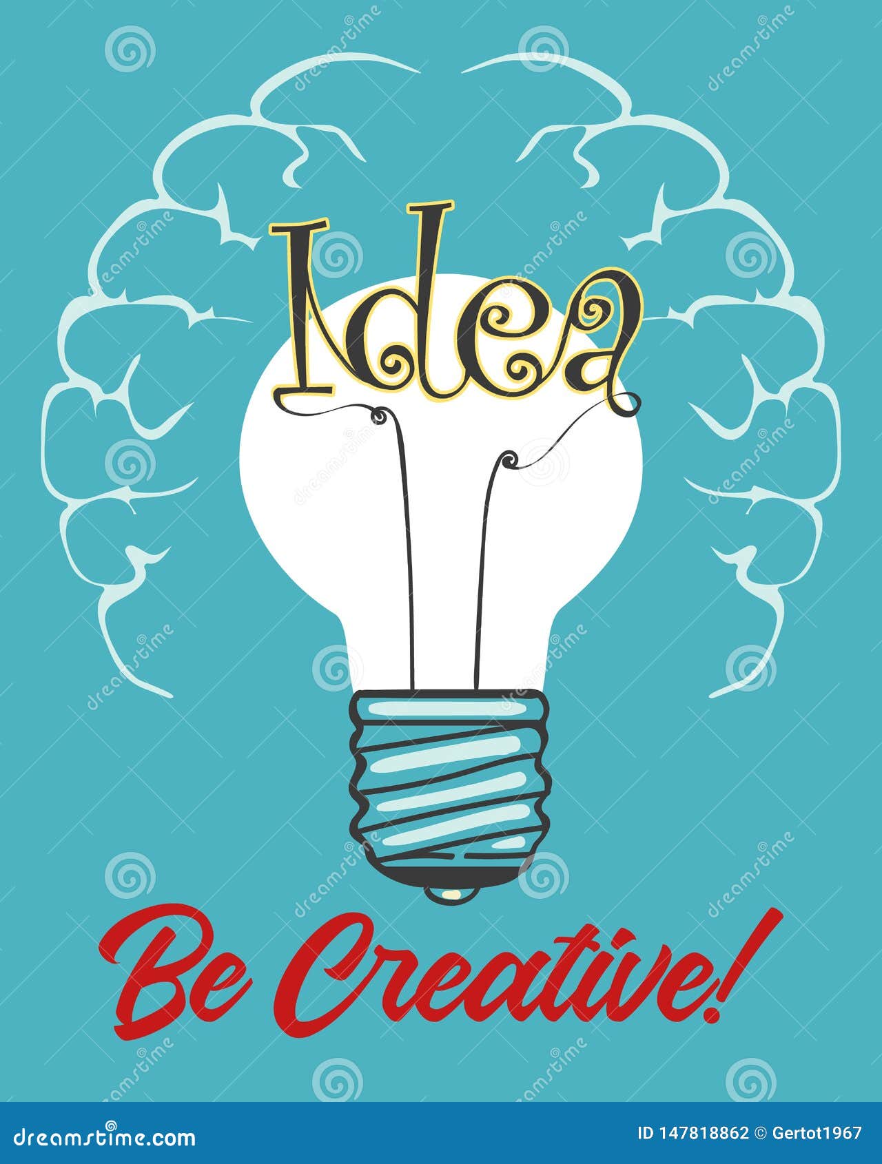 Light Bulb Idea Concept Retro Poster Stock Illustration - Illustration ...
