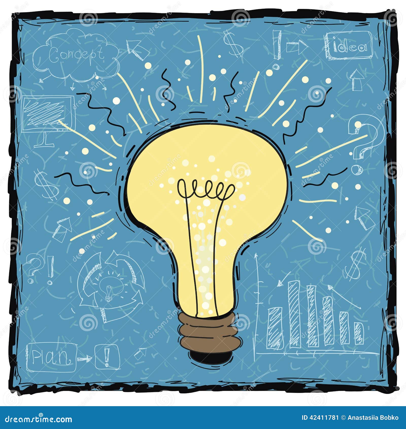 Light Bulb Idea Concept Template. Vector Illustrat Stock Vector ...