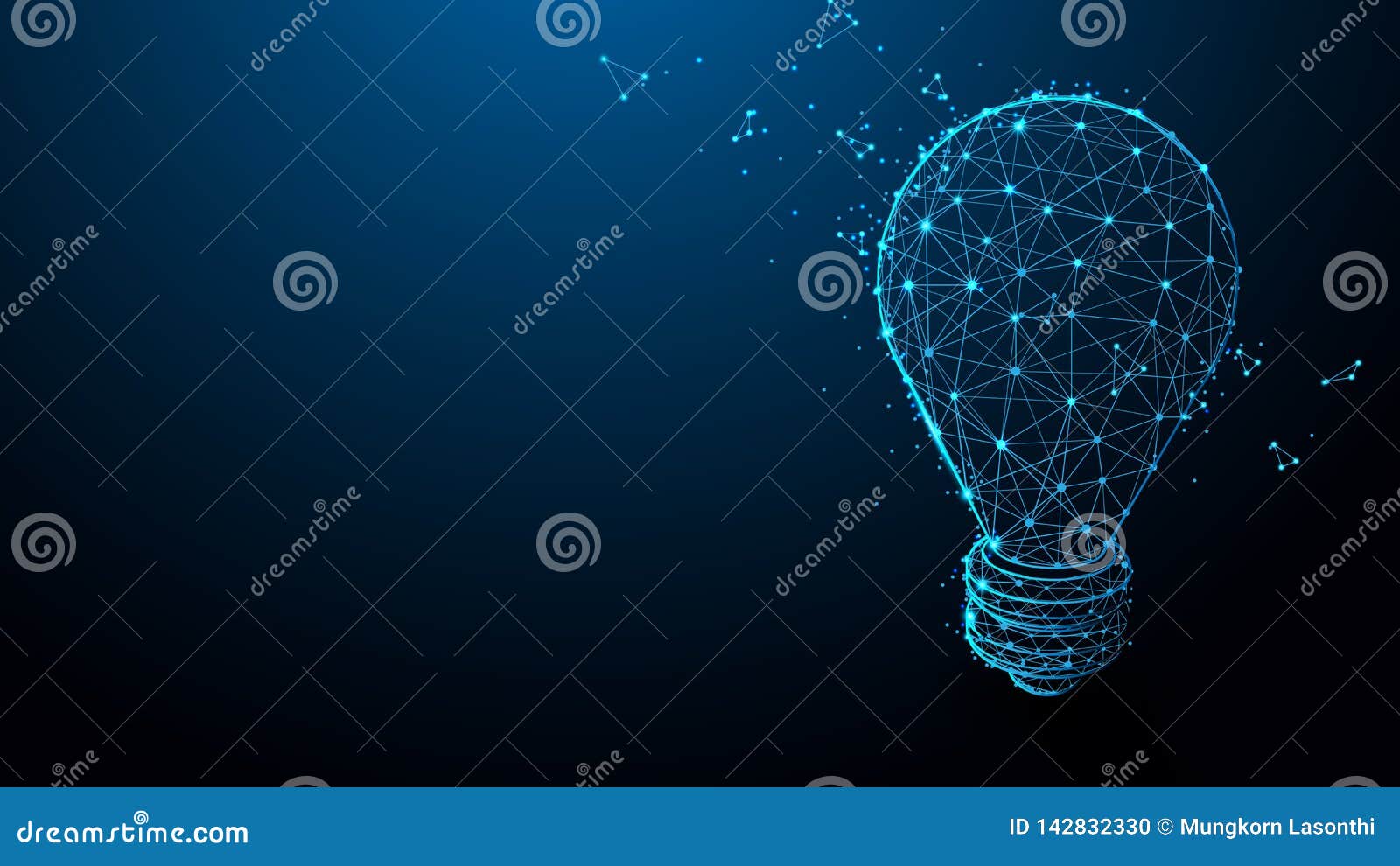 Light Bulb with Idea and Creation Symbol from Lines, Triangles and ...