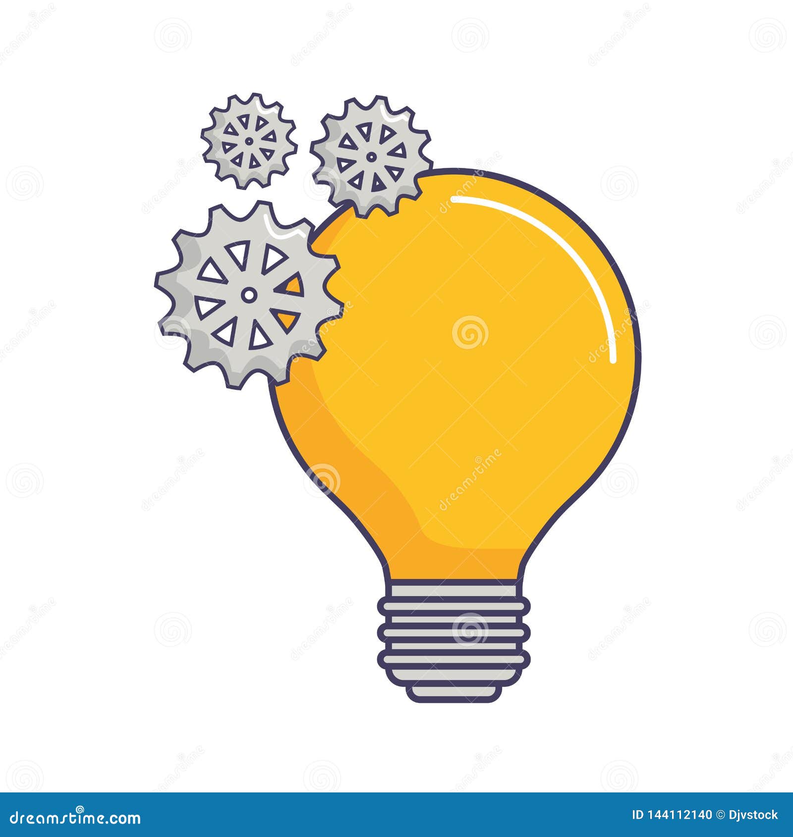 Light Bulb Idea Gears Team Work Stock Illustration - Illustration of ...