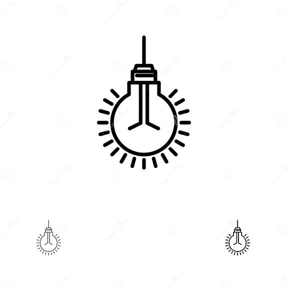 Light, Bulb, Idea, Tips, Suggestion Bold and Thin Black Line Icon Set Stock Vector ...