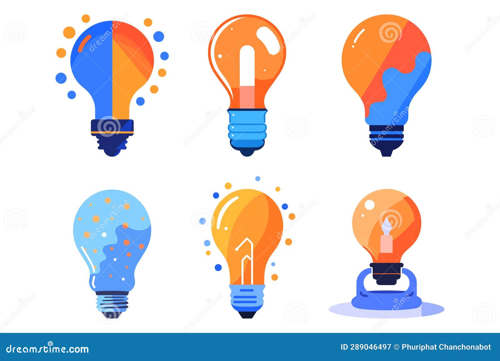 Light Bulb and Idea in UX UI Flat Style Stock Illustration ...