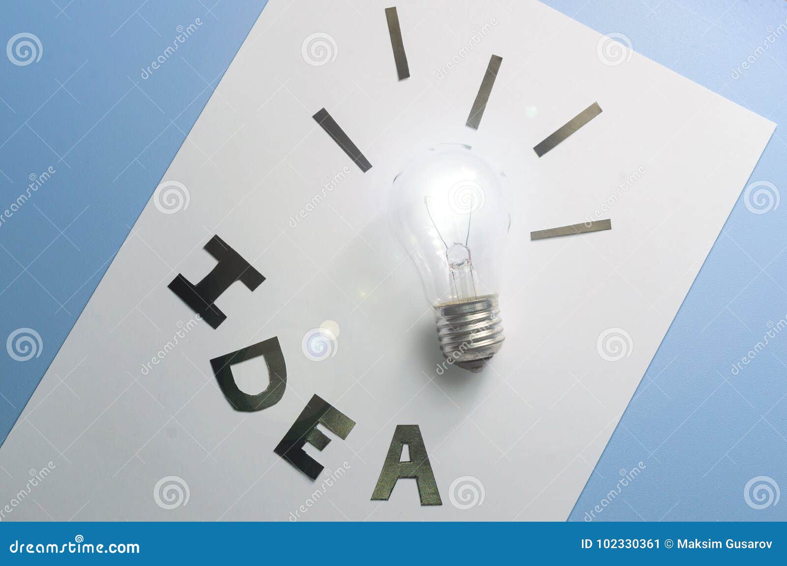 Light Bulb, Idea on White and Blue Stock Image - Image of fluorescent ...
