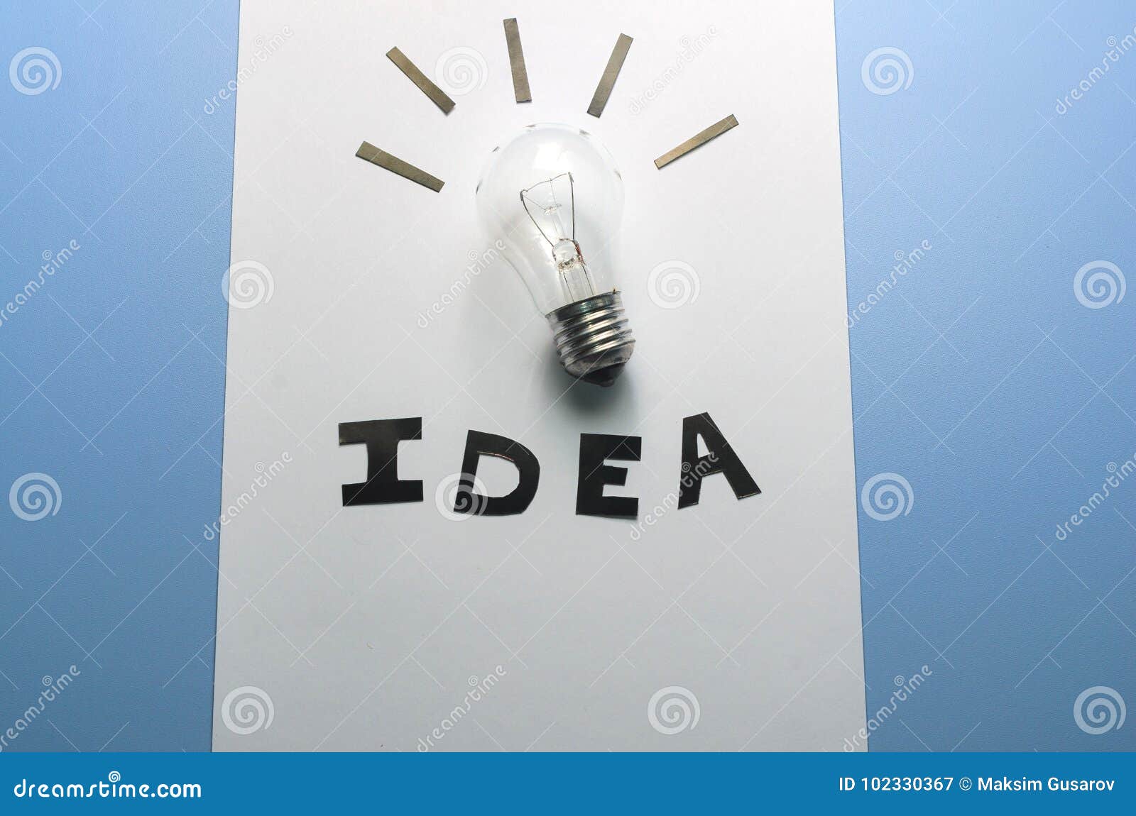 Light Bulb, Idea on White and Blue Stock Image - Image of idea ...