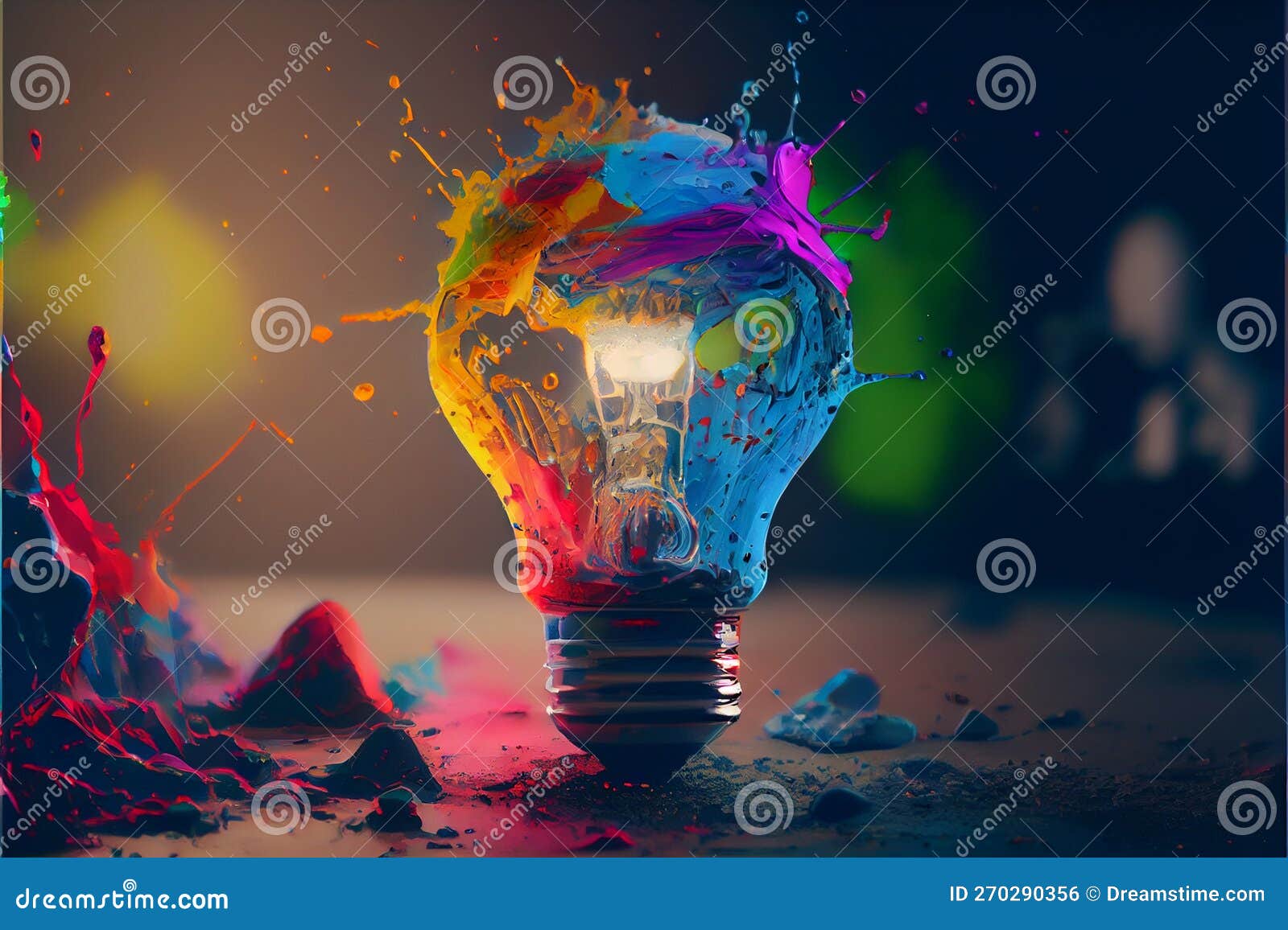 Light Bulb Illustration, with Rainbow Colors, Generative Ai Stock ...