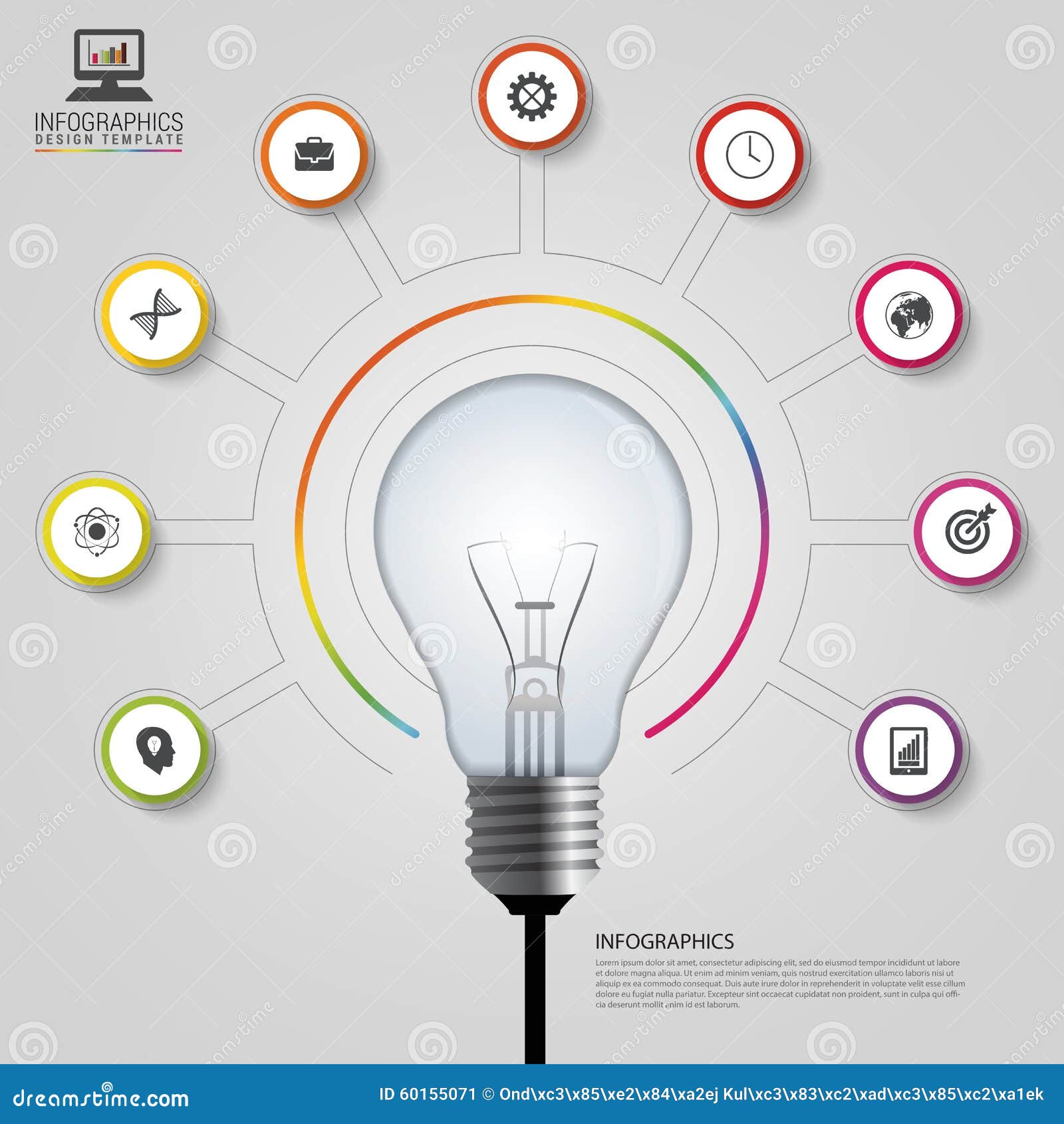 Light Bulb. Infographic Design Template Stock Vector - Illustration of ...